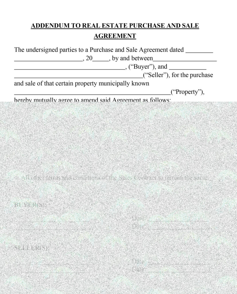 Addendum to Real Estate Purchase and Sale Agreement – The House Of REI